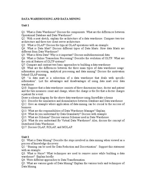unit 1 data mining pdf data warehouse statistical classification
