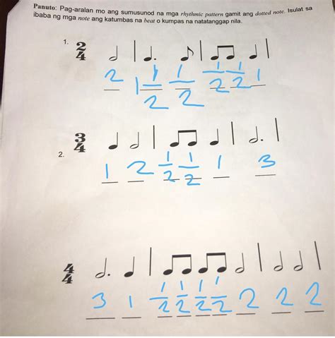 Panuto Pag Aralan Mo Ang Sumusunod Na Mga Rhythmic Pattern Gamit Ang