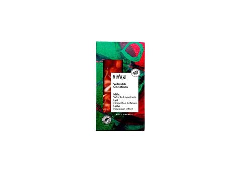 Czekolada mleczna z całymi orzechami laskowymi BIO 100 g VIVANI