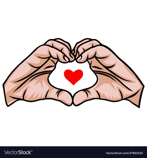 Two Hands Making Heart Love Sign Symbol Drawing Vector Image