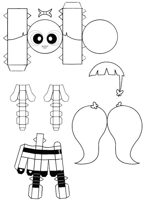 Colorable Powerpuff Hyein Paper Craft Template Paper Doll Template