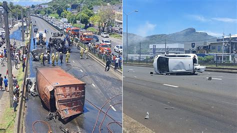 Grave accident à Maurice un poids lourd percute plusieurs véhicules