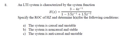 solved 8 an lti system is characterized by the system