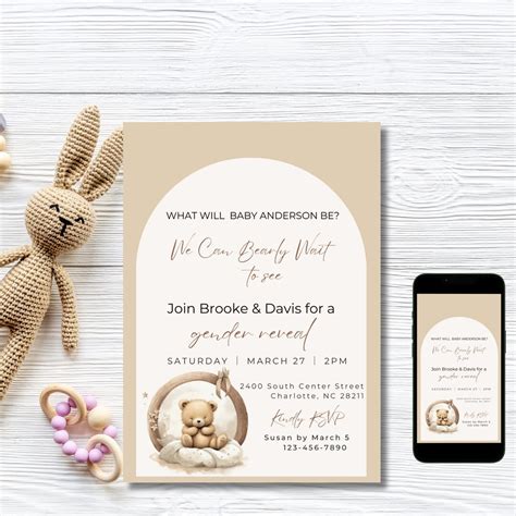 Invitación de revelación de género de oso de peluche Podemos esperar