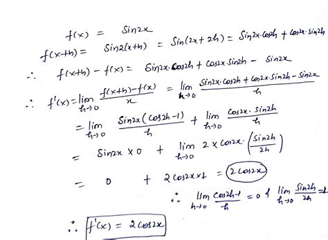 [solved] find the derivative by the limit function sin 2x [f x lim course hero