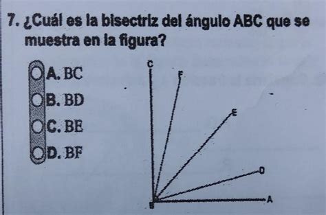 Cuál es la bisectriz del ángulo ABC que se muestra en la figura