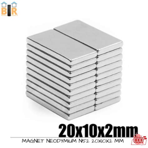 Jual STRONG MAGNET NEODYMIUM KOTAK N52 NdFeB SQUARE 20X10X2 MM Shopee