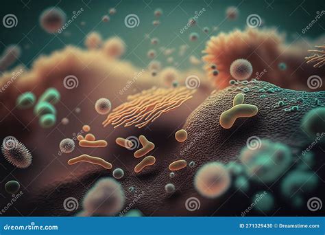Macro Close Up Shot Of Bacteria And Virus Cells In A Scientific
