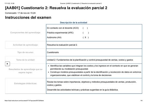Examen AAB01 Cuestionario 2 Resuelva La Evaluaci N Parcial 233