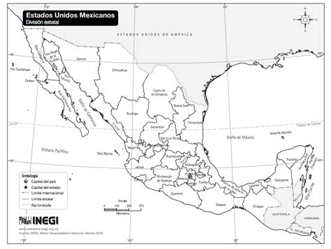 Mapa de México Con y sin color nombres y otros elementos