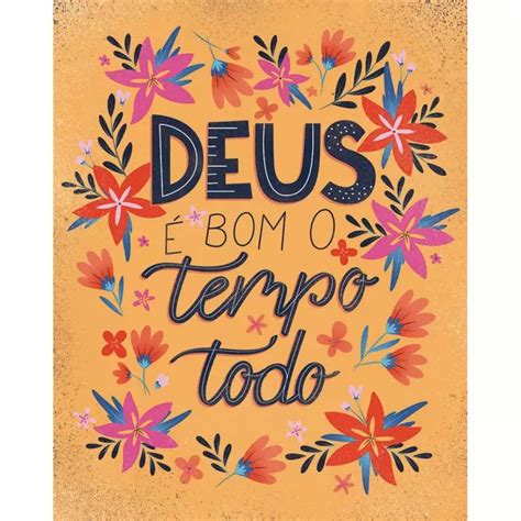Placa Decorativa em MDF Litoarte Deus é Bom o Tempo Todo 19 x 24 cm