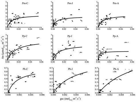 Photosynthetic Rate An In Relation To Stomatal Conductance G Sc In