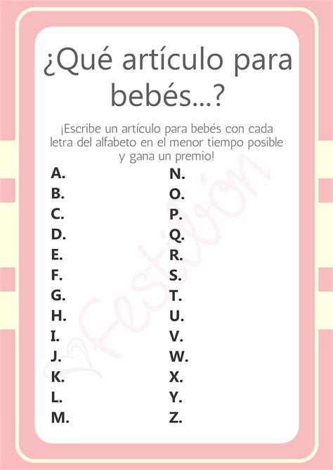 Juegos para baby shower de niña para imprimir gratis