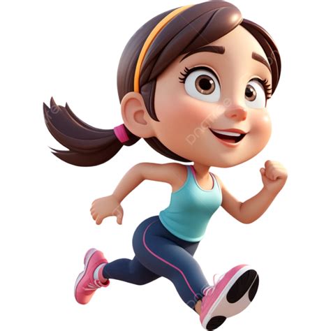 Niña De Dibujos Animados Corriendo PNG dibujos Ilustración Elemento