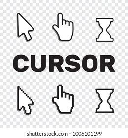 Pixel Cursors Icons Mouse Hand Arrow Stock Vector Royalty Free