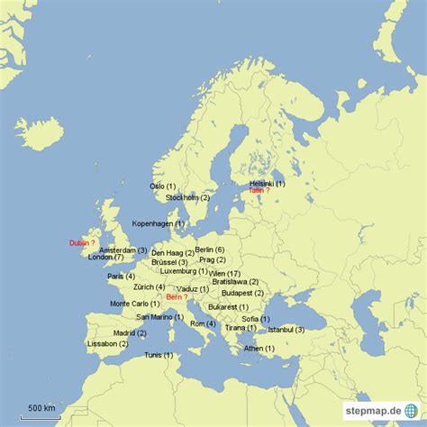 StepMap Europa Hauptstädte Landkarte für Deutschland