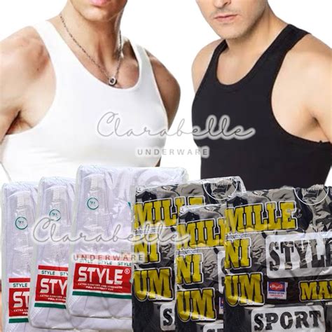 Jual Kaos Dalam Pria Style Singlet Pria Dewasa Putih Hitam Polos