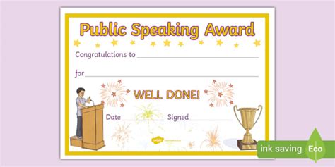 Public Speaking Certificate Teacher Made Twinkl