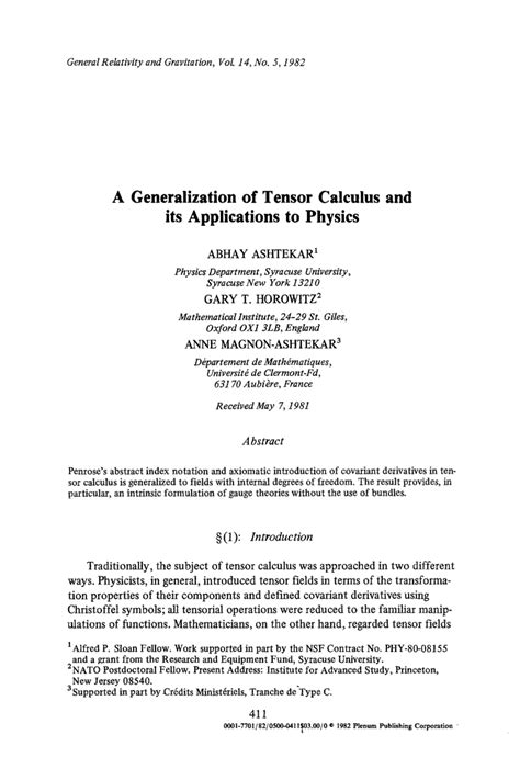pdf a generalization of tensor calculus and its applications to physics