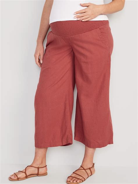 Maternity Linen Blend Wide Leg Pants Old Navy