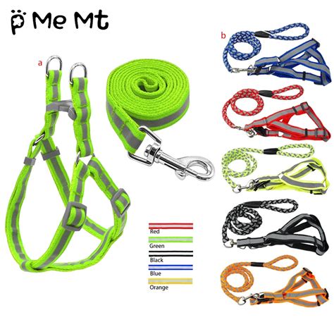 5 couleurs réglable en Nylon réfléchissant chien harnais laisse