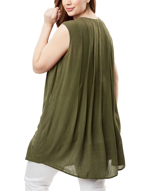 Roaman S Roamans KHAKI Sleeveless Pintuck Tunic Plus Size 20 To