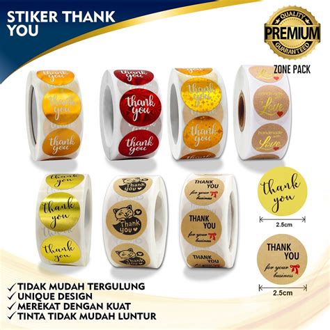 Jual 1 Roll 500 Pcs Stiker Label Tulisan Thank You For Your Order