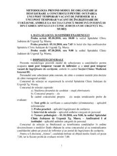 METODOLOGIA PRIVIND MODUL DE ORGANIZARE Metodologia Privind