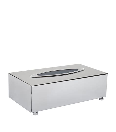 ZODIAC Silver Rectangular Chrome Tissue Box Harrods UK