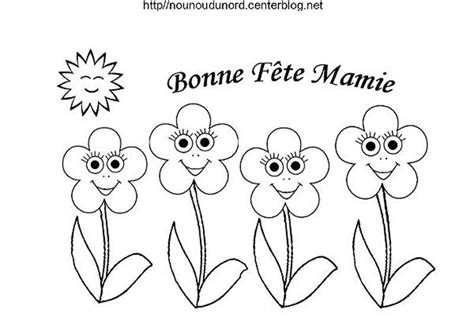 Fleur Bonne F Te Mamie Coloriage Gommettes Et En Couleur
