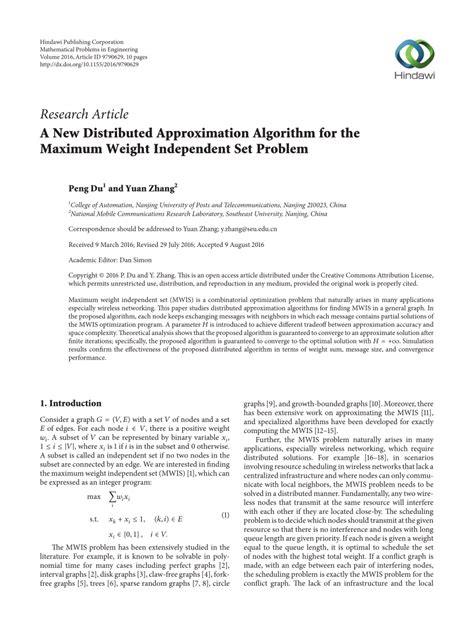 pdf a new distributed approximation algorithm for the maximum weight independent set problem