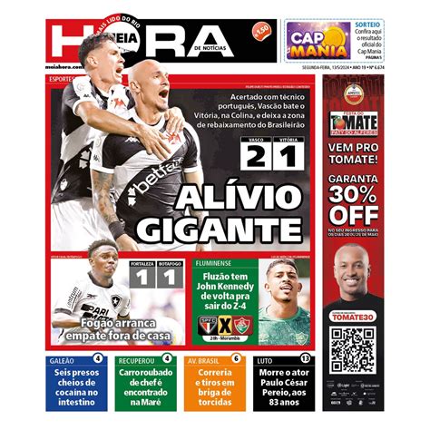 Jornais destacam Vasco 2 x 1 Vitória capas SuperVasco