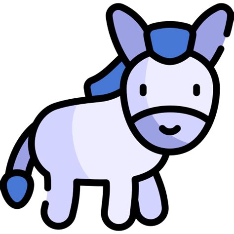 Icono De Burro Kawaii Lineal Color