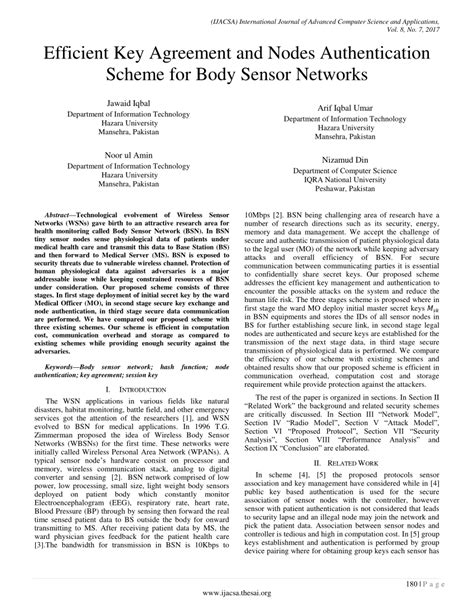 pdf efficient key agreement and nodes authentication scheme for body sensor networks