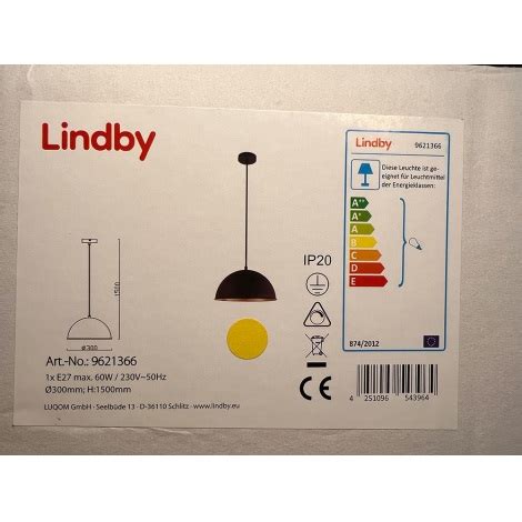 Lindby Hängeleuchte an Schnur LEYA 1xE27 60W 230V Beleuchtung de