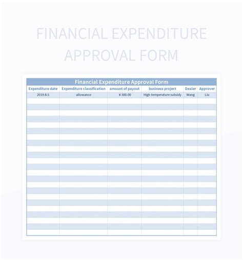 Financial Expenditure Approval Form Excel Template And Google Sheets