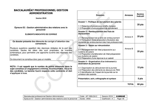 Epreuve E Gestion Administrative Des Relations Avec Le Personnel