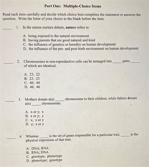 solved part one multiple choice items read each item