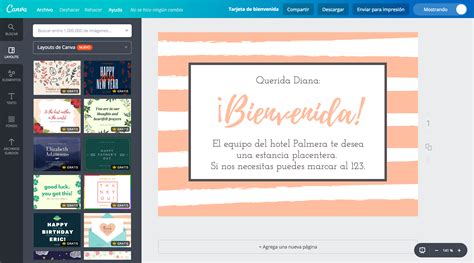 Diseña tarjetas de bienvenida online gratis Canva