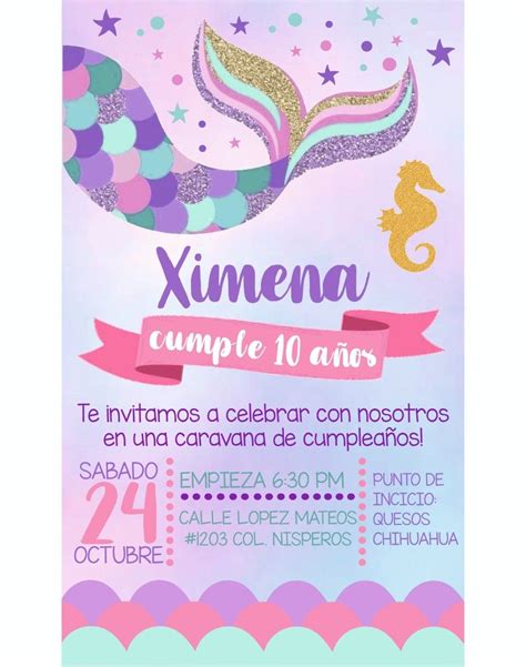 Invitación Sirena Invitaciones de la sirenita Invitaciones de