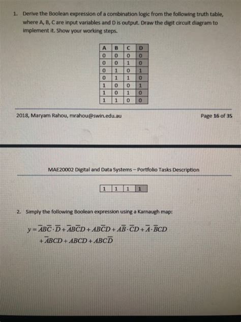 solved derive the boolean expression of a combination logic