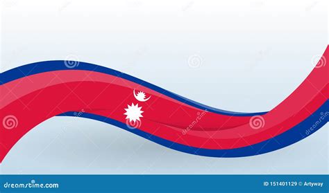 Nepal Waving National Flag Modern Unusual Shape Design Template For