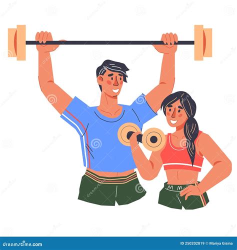 Deportista Hombre Y Mujer Para Gimnasio Y Club De Fitness Vector Plano
