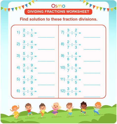 Dividing Fractions Worksheets 4th 5th 6th Grade Exercise 2