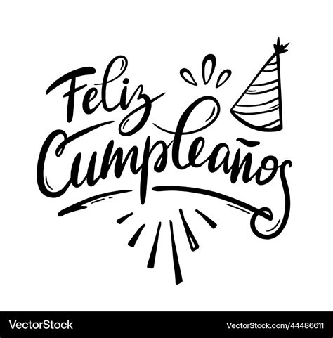 Happy Birthday In Spain Lettering Spanish Vector Image