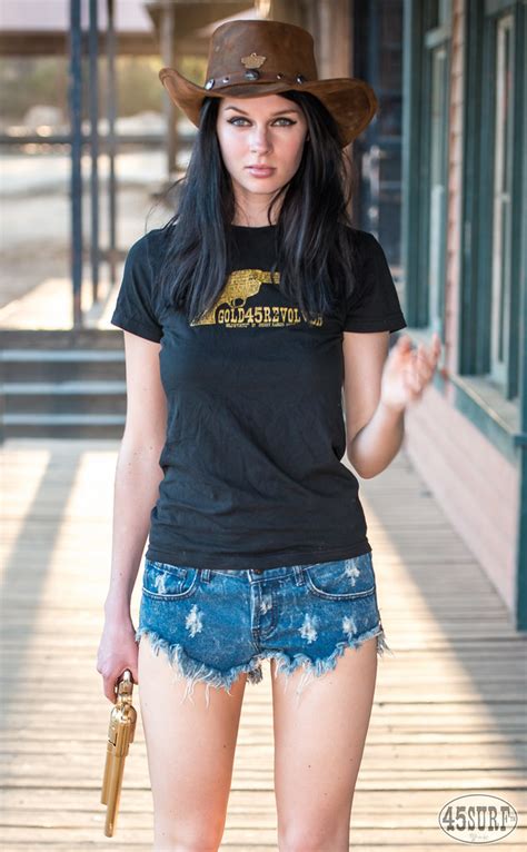 Pretty Cowgirl Model Goddess With Cowboy Hat Cowboy Boots And A Gold