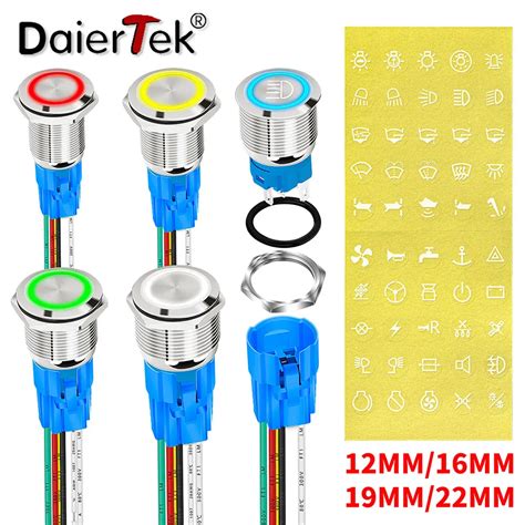 Daiertek Mm Metal Led Push Button Switch V V V Light