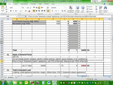 Commercial Electrical Load Calculation Spreadsheet Within Example Of
