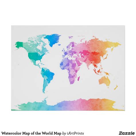 Aquarell Karte Der Weltkarte Poster Map Canvas Print Map Art Print