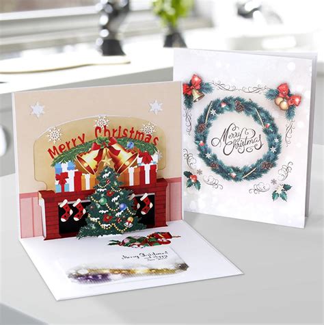 Arbre De Noël Et Cheminée 3D Pop Up Carte De Vœux MySpotifyGiftsFR